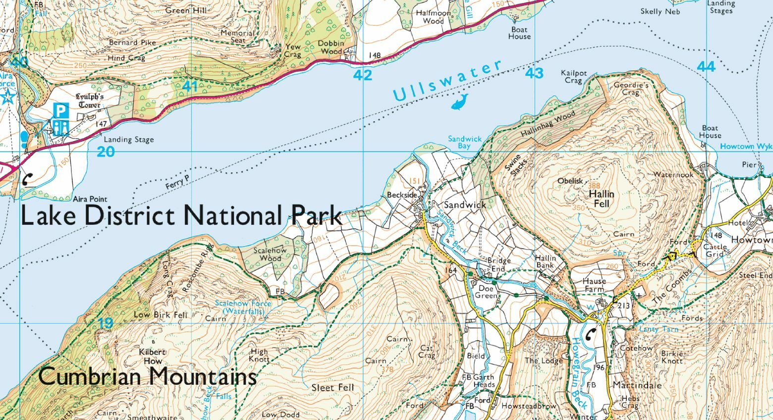 LAKE DISTRICT - ULLSWATER WALL MAP - Ordnance Survey - 1:12500 ...