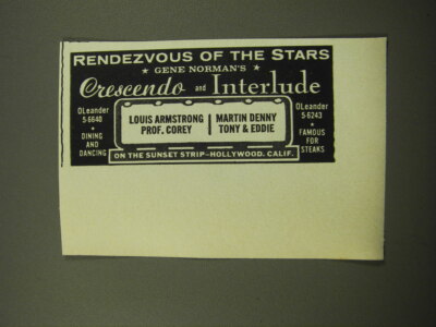 1959 Crescendo and Interlude Nightclubs Ad - Louis Armstrong Prof ...