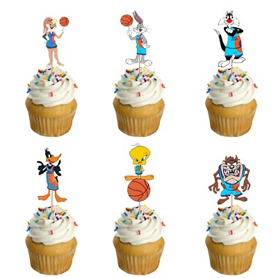12x Space Jam Cupcake Toppers. Party Supplies Lolly Loot Bags ...