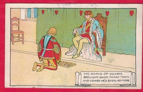The Knave of hearts brought back those tarts etc . Vintage Postcard Ref ...