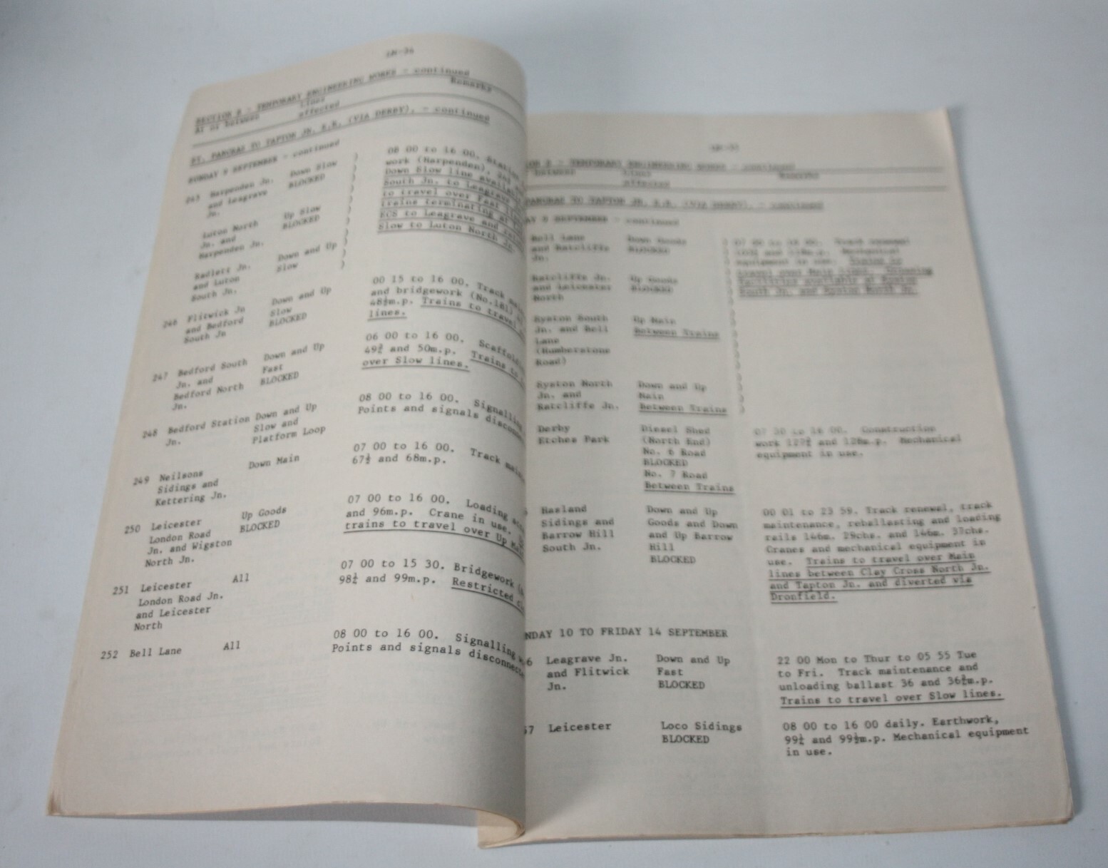 British Rail, Eastern Region - Weekly Operating Notice - September 1984 ...