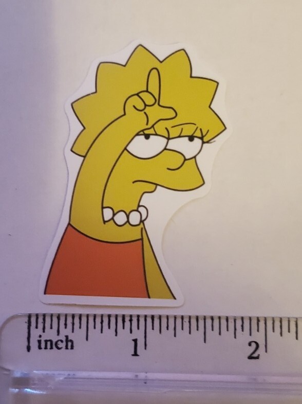 *Lisa Simpson* holding an L on her for head sticker flat rate combine ...