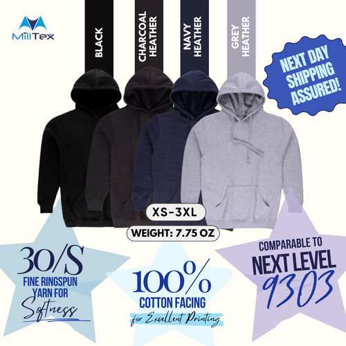 Milltex Pullover Hoodies 100% Cotton Facing Comparable to Next Level 9303 7.7Oz | eBay