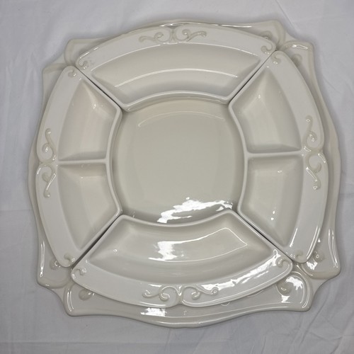 Princess House Pavillion Serving Tray with 4 Removable Dipping Bowls ...