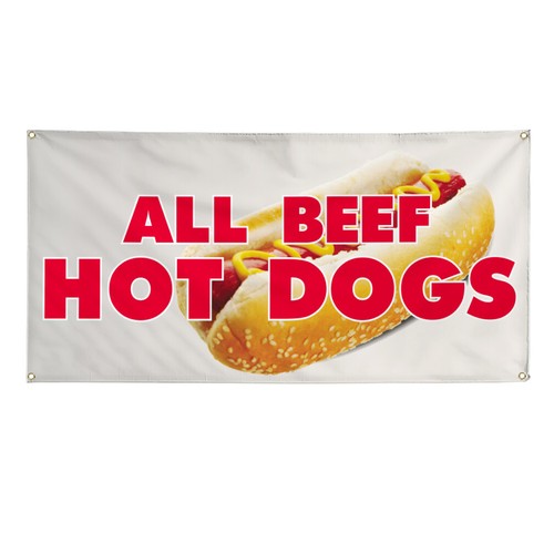 Vinyl Banner Multiple Sizes All Beef Hot Dogs Restaurant Cafe Bar ...