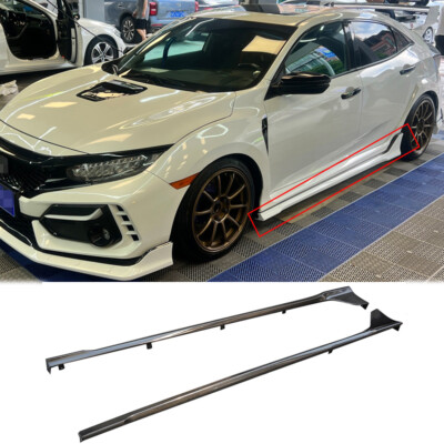 Carbon Fiber Side Skirts Extension Lip Apron MU Style For Honda Civic ...