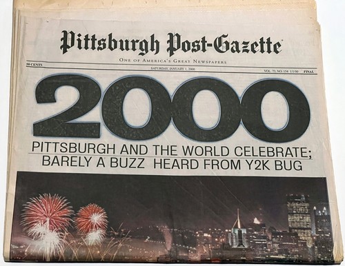 Pittsburgh Post Gazette Jan 1, 2000 Y2K millenium newspaper | eBay