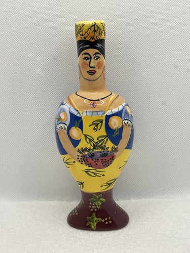 Mary Naylor Handpainted Ceramic Wine Decanter/Vase/Decor Tuscan Woman ...