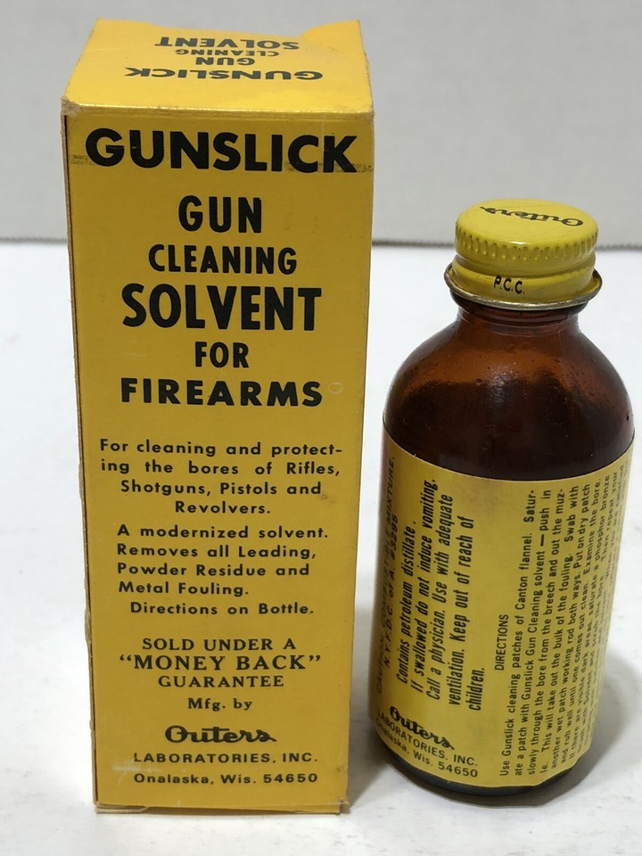 Vintage Outers 444 Gunslick - Gun Cleaning Solvent Bottle in Original ...