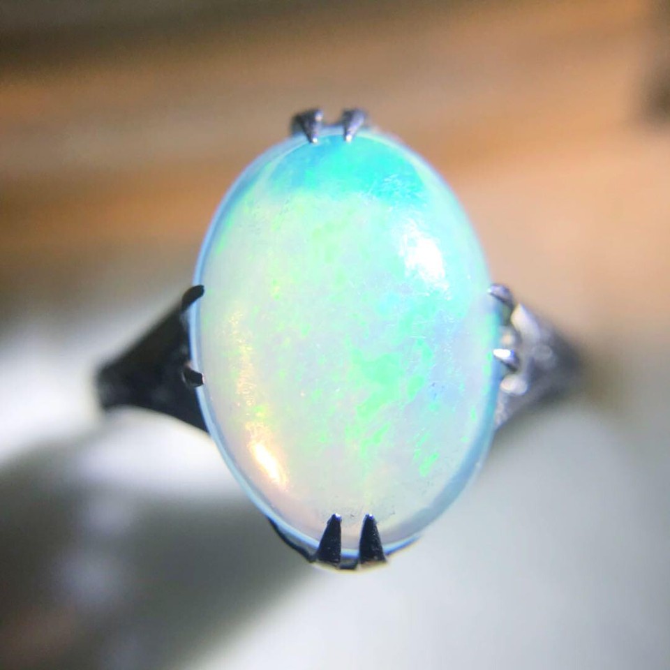 1930s Antique Natural Water Opal Ring Metal: WCN (White Coin) US:5.25 ...