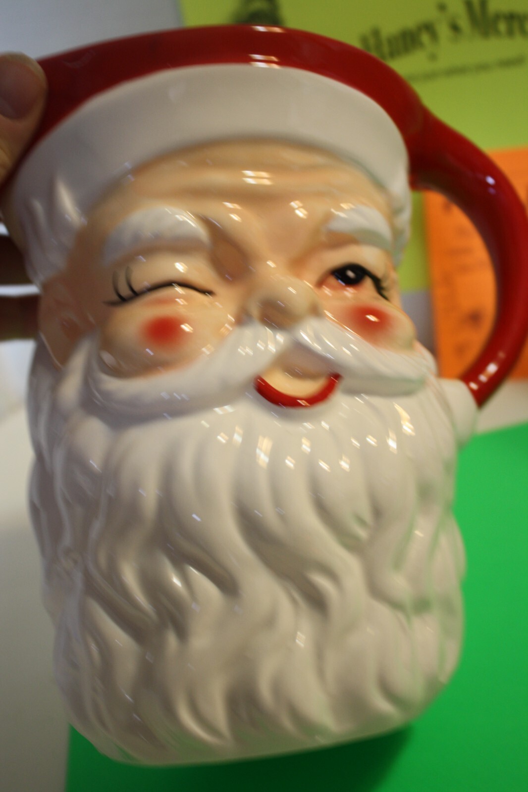 Box of 8 Individual Winking Red Trimmed Santa Christmas Pitchers ...