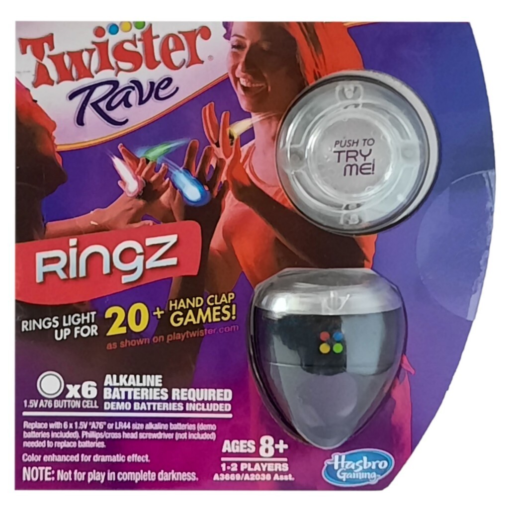 Hasbro Twister Rave Ringz Lights Up Hand Clap Electronic Party Game ...