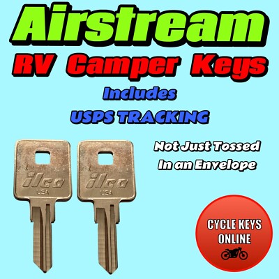 2 Airstream Camper RV Motorhome Replacement Keys cut to code RH01-RH50 ...
