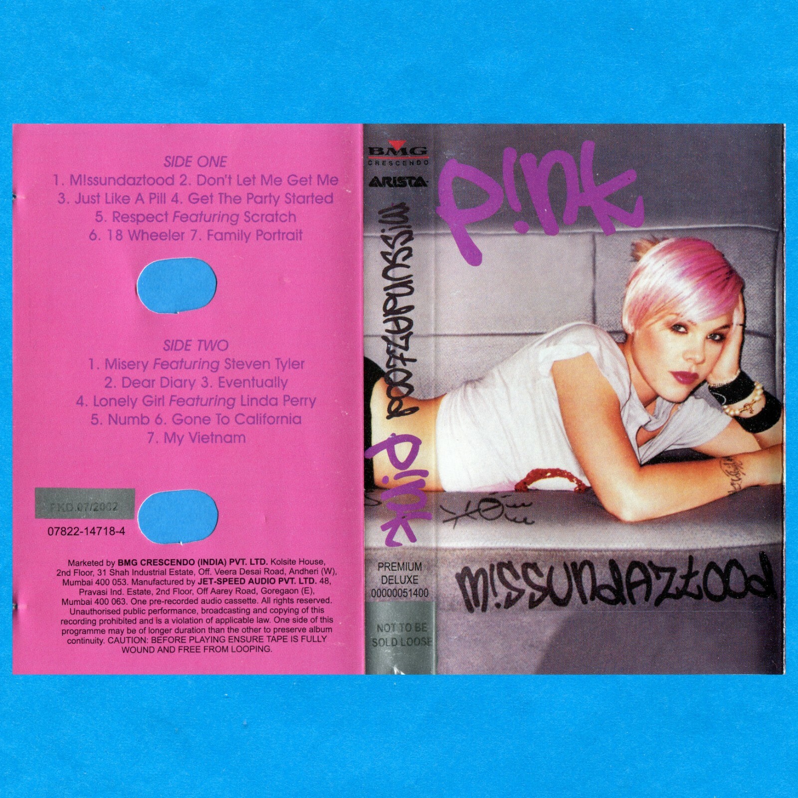 P!NK~M!ssundaztood ~Rare INDIAN Cassette Tape~ PINK~Missundaztood ...