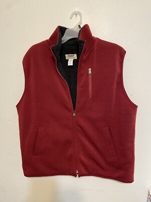 Duke Haband Vest Mens Fleece Sherpa Lined Maroon & Black, Full Zip, EUC ...