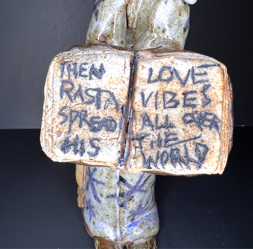 OUR GANG LOVE RASTA WIZARD FOLK ART STONEWARE POTTERY FIGURINES STATUE ...