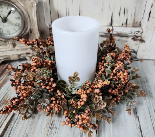 Pumpkin Berry Fall Pillar Candle Ring Farmhouse Cottage Decor | eBay