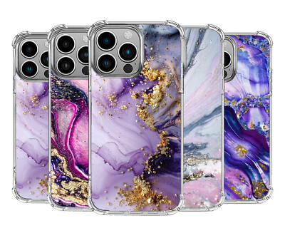 Marble Print Phone Case Silicone Cover Shockproof For iPhone 16 14 12 7 ...