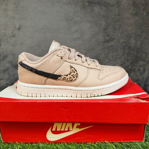 Nike Dunk Low Leopard Print Sneakers Fossil Stone Casual Shoes Womens 5 ...