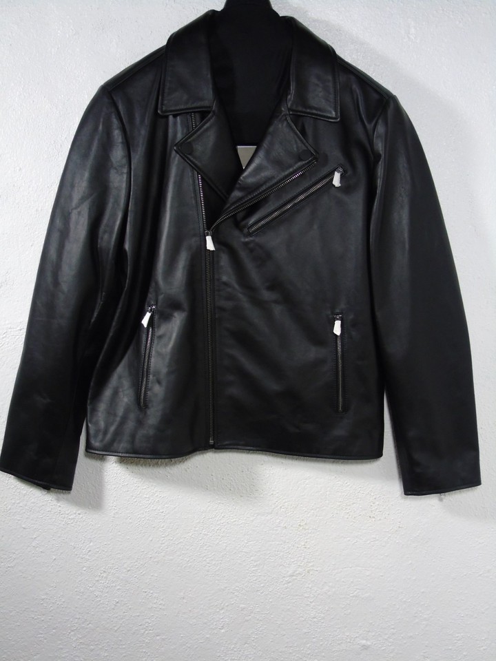 Kenneth Cole Reaction Men's Black The Iconic Leather Motorcycle/Moto ...