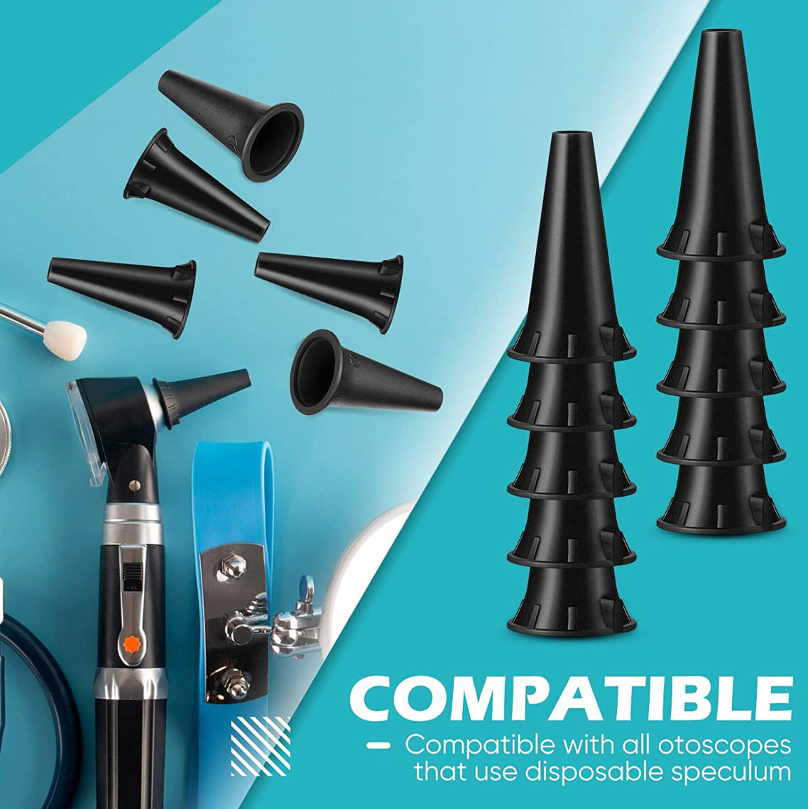 200x5mm Pieces Otoscope Cover Plastic Disposable Ear Specula Tips FREE ...