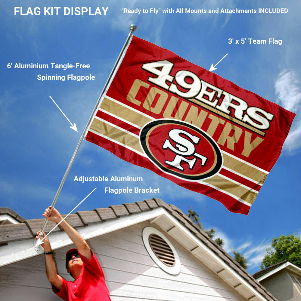 San Francisco 49ers Country Slogan Flag Pole and Bracket Kit | eBay