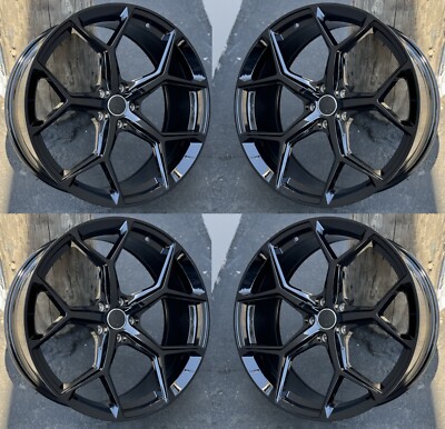20" Wheels For Audi A4 A6 A5 A8 Q5 Tiguan Black Rims Set Four 20x9 ...