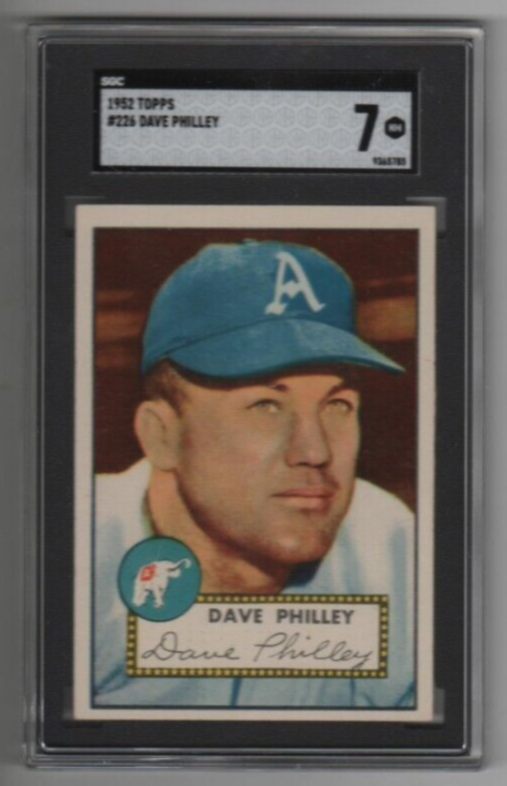 1952 Topps DAVE PHILLEY #226 SGC 7 NM Red Back **Philadelphia Athletics ...
