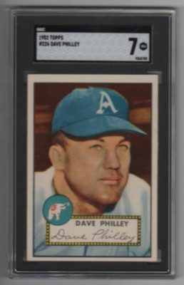 1952 Topps DAVE PHILLEY #226 SGC 7 NM Red Back **Philadelphia Athletics ...