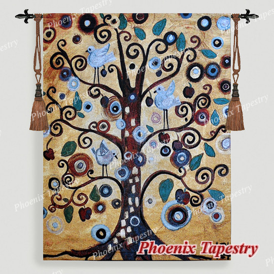 Abstract Tree of Life, Jacquard Weave Cotton Art Tapestry Wall Hanging ...