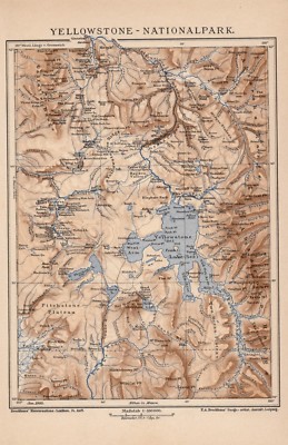 Yellowstone Nationalpark Wyoming Original Landkarte von 1905 Snake ...