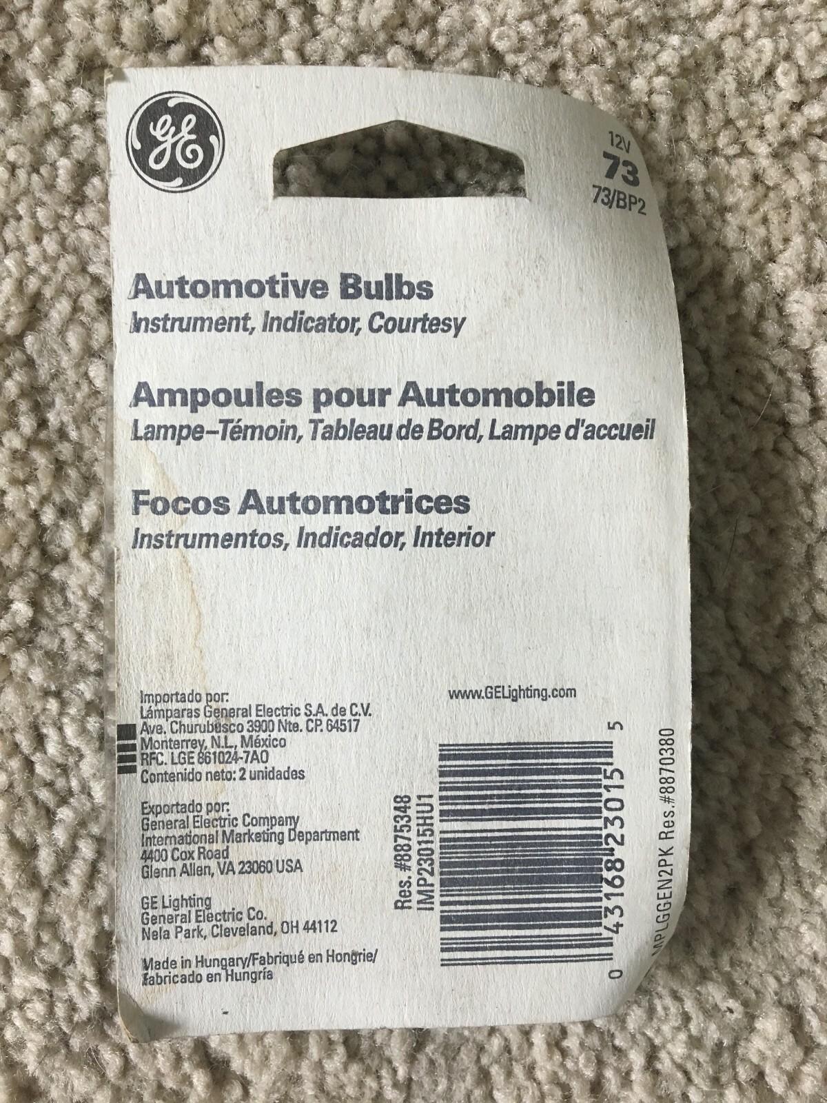 GE Automotive Lighting Replacement Bulbs 12V 73/BP2 (Pack of 2) | eBay