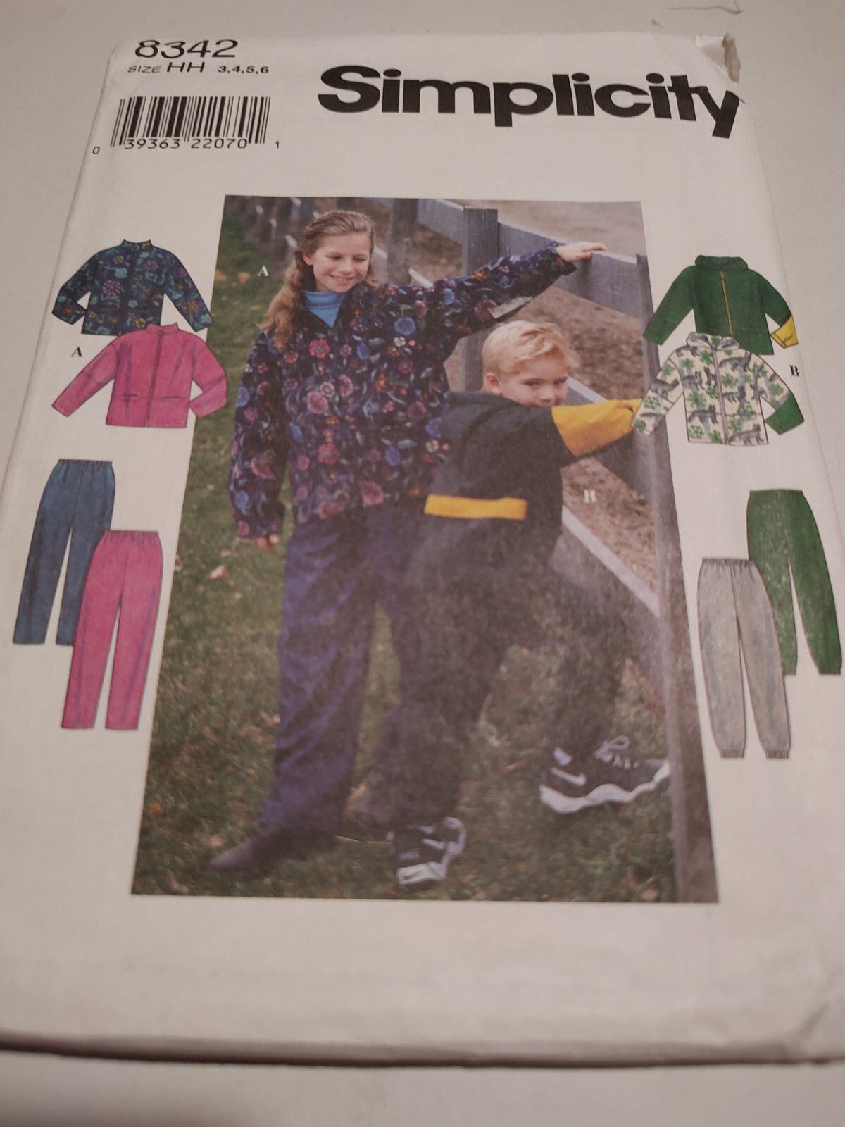 1999 SIMPLICITY 8342 Child's Girls' Boys' Jacket Pants Size HH 3-6 ...