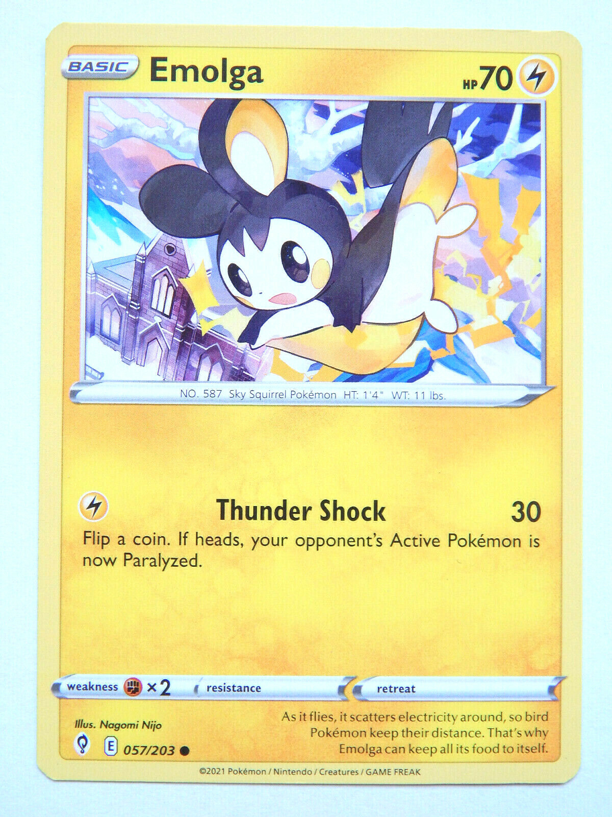 Emolga 057/203 (NM, Pokemon Card, Evolving Skies, 2021, Lightning ...