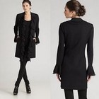 St. John Black Caviar Chevron Ruffle Long Jacket 10 | eBay