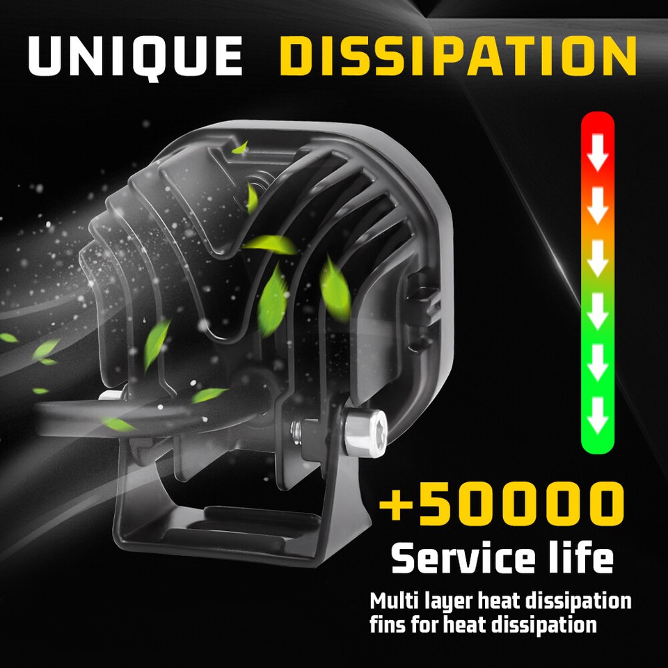 2x 2Inch 80W LED Cube Pods Amber Off Road Driving Lights Spot Work ...