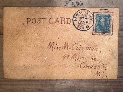 RARE 1908 Benjamin Franklin 1 Cent Green Stamp on Leather Halloween ...