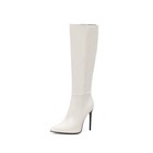 Soft Leather Women Knee High Boots Pointed Toe Thin High Heels Shoes ...