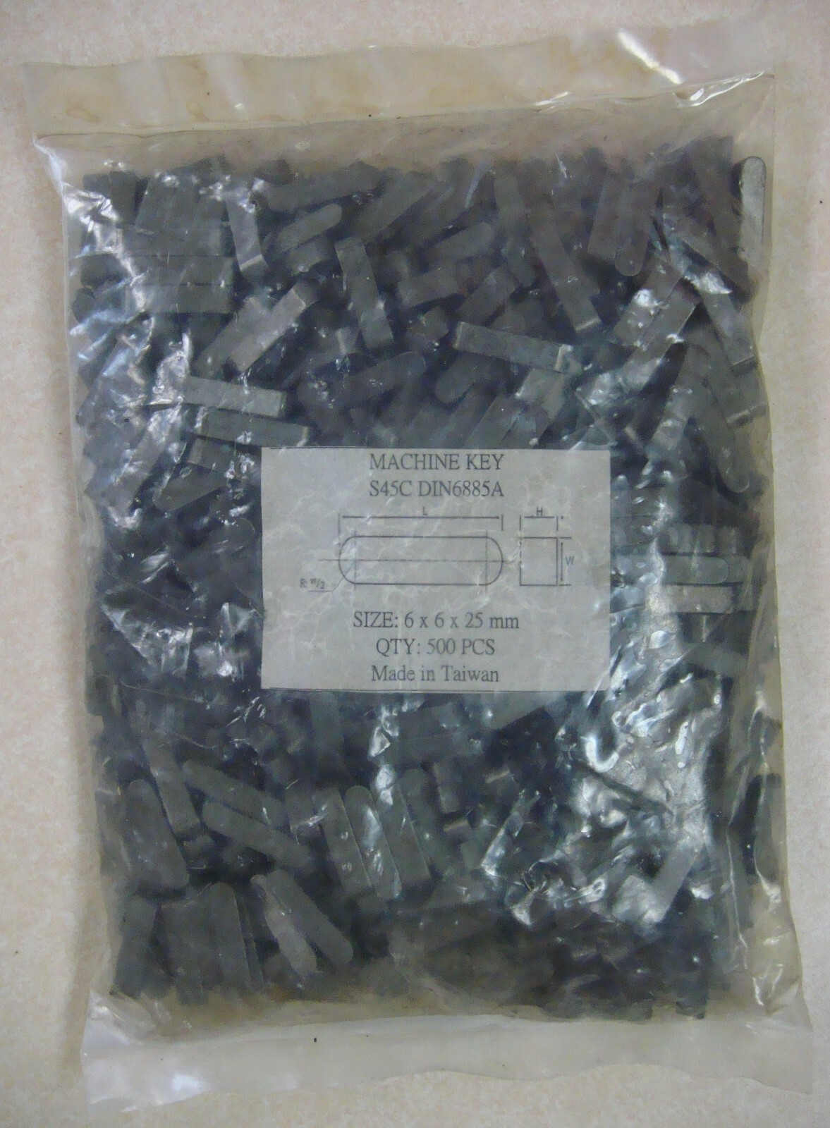 1 pc Rounded End Machine Key 6x6x25mm S45C Carbon Steel DIN 6885A 6885 ...