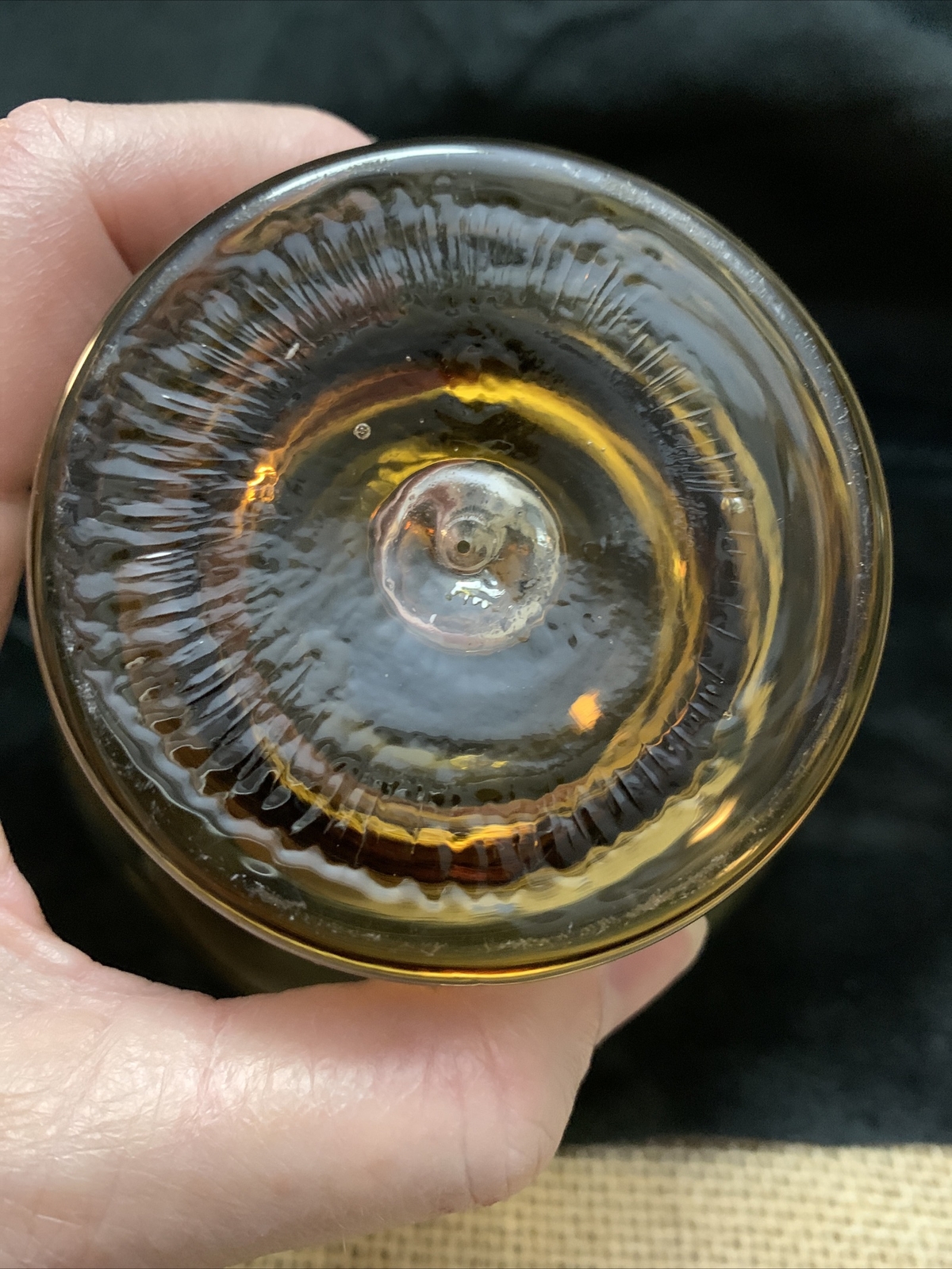 Vintage Amber Krosno Poland Art Glass Suspended Bubble Bottom Vase ...