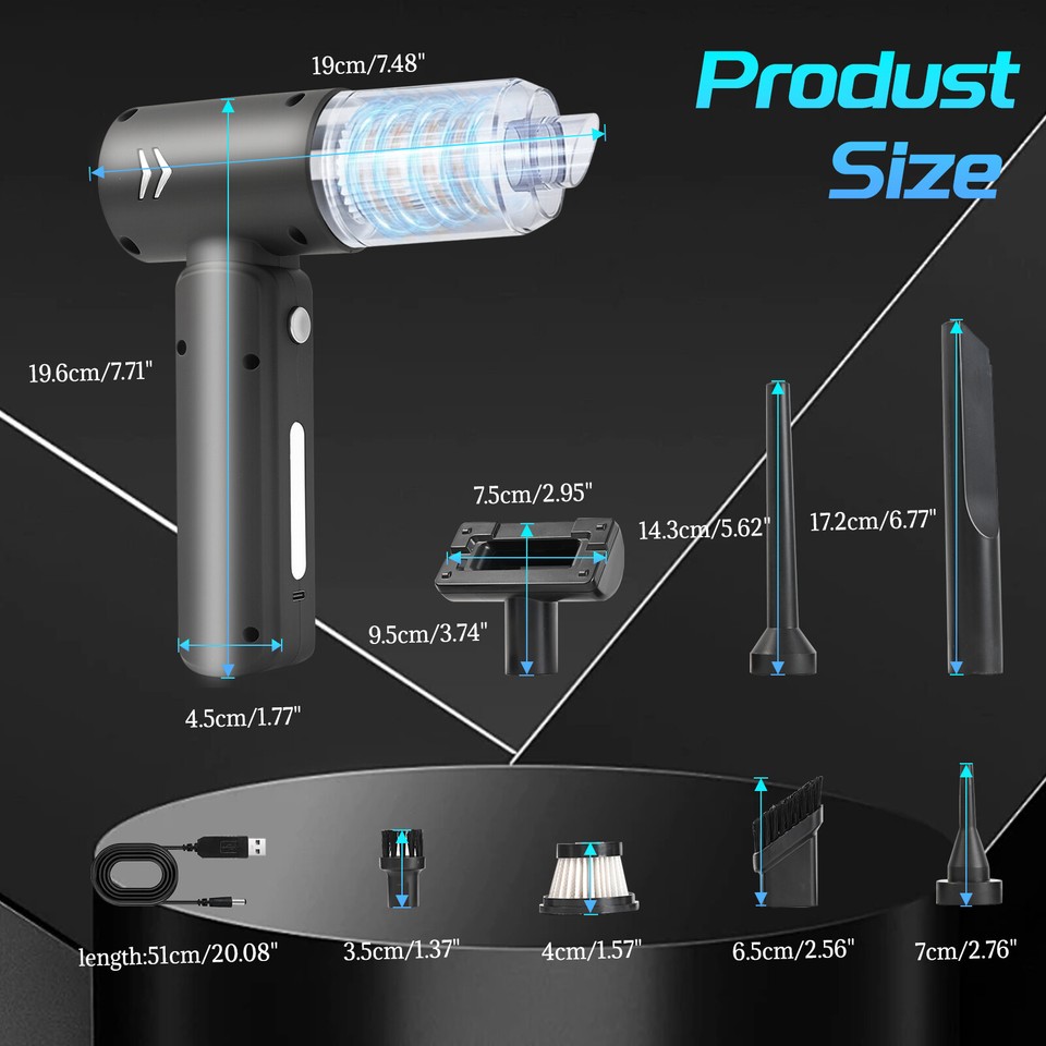 Powerful Car Vacuum Cleaner, Portable Wet&Dry Handheld strong Suction ...