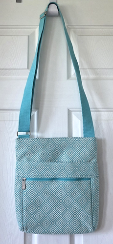THIRTY-ONE Teal & White Diamond Twill Organizing Crossbody Handbag ...