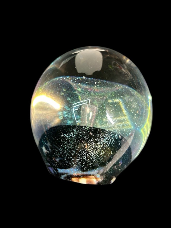 Signed Robert Eickholt Art Glass Paperweight 1984 Iridescent Galaxy 4 ...