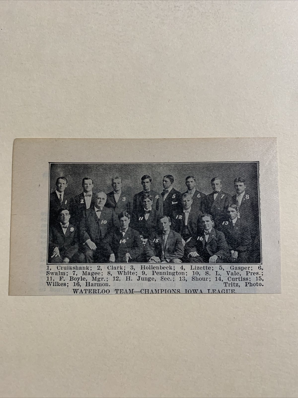 Waterloo Cubs Iowa Lg. Harry Gaspar Lee Magee 1907 Baseball Team ...