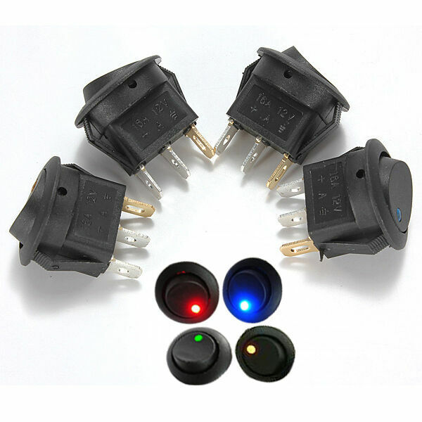 20x Blue Green Yellow Red LED Dot Light 12V Car Auto ON/OFF Toggle ...