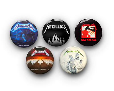 Metallica Pin Badges | Set of 5 | 32mm | Band Music Pins | Album Cover ...