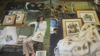 Leisure Arts Sunflowers Cross Stitch BK #2278 5 Designs By Sandy Lynam ...