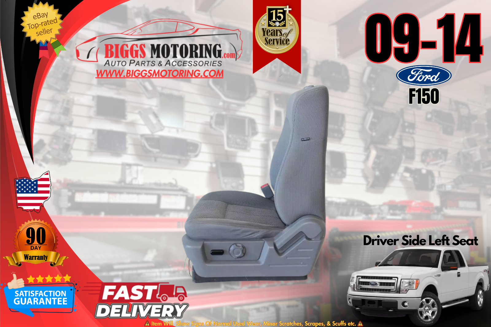 2009-2013 Ford F150 Grey Cloth Drivers Seat + Powered Track Complete ...