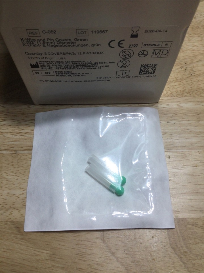 Key Surgical K-Wire Pin Covers Green 24ct, C-062 / .062" Diameter Free ...