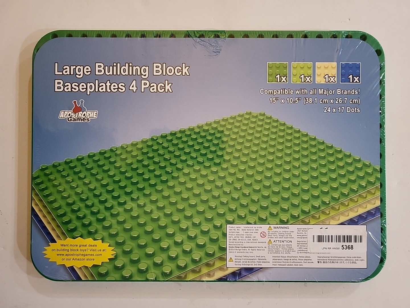 Apostrophe Games Building Blocks Compatible Baseplate Pack of 4 Large ...